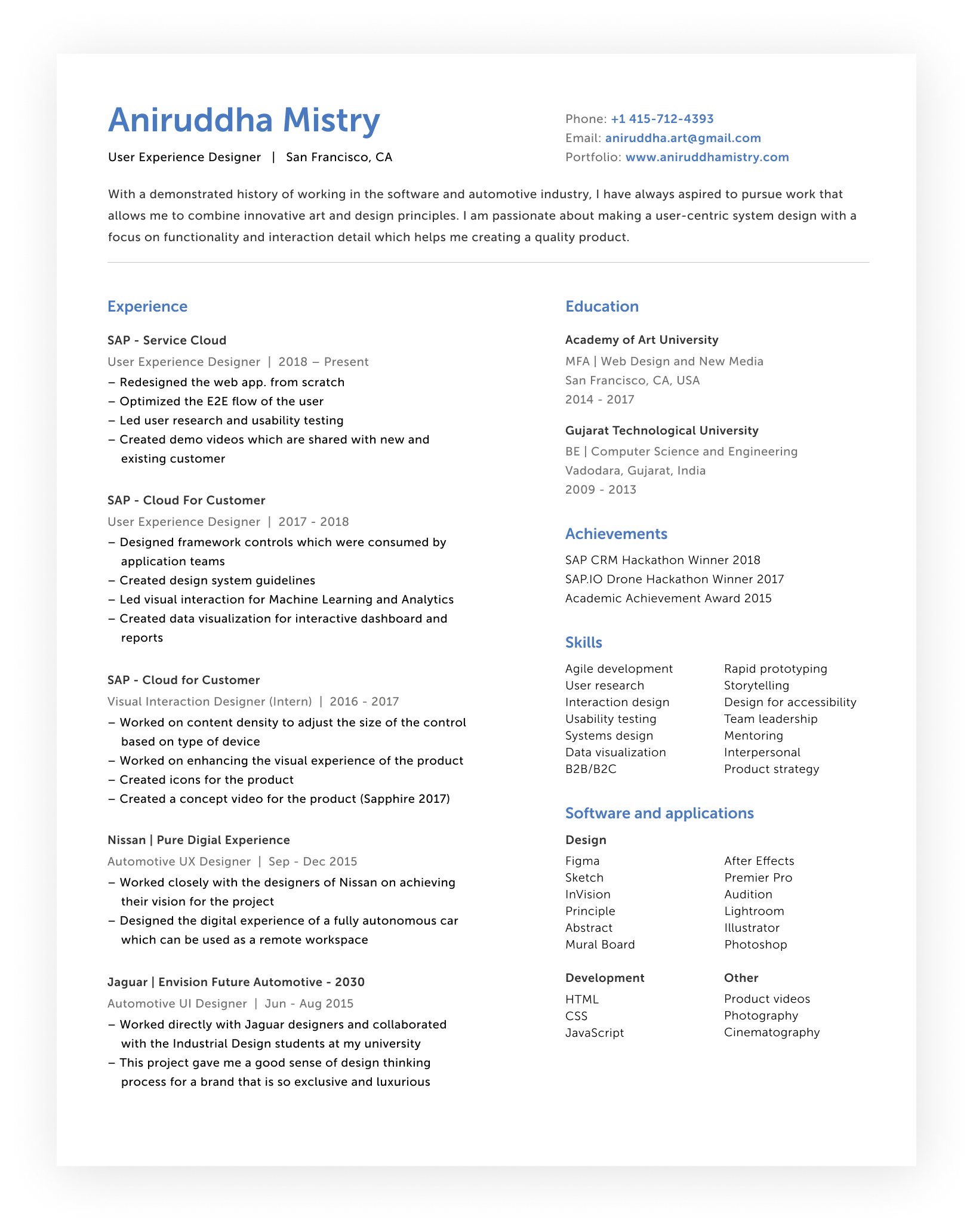 Resume | Aniruddha Mistry